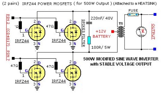 NTE Electronics Circuit: Inverter Modified Sinus With IC " MC14017 / CD ...